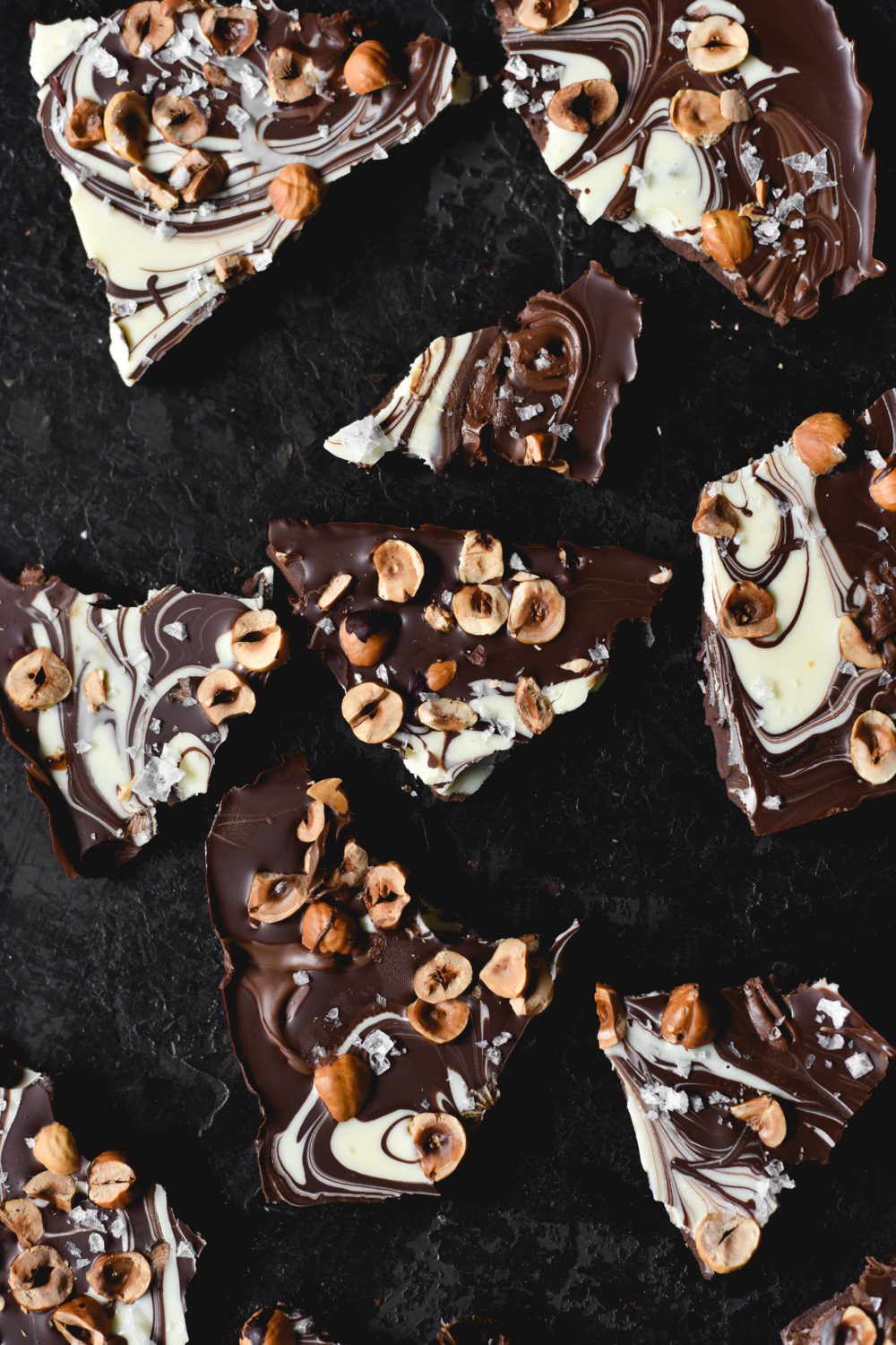 Marbled chocolate, sea salt, hazelnut and Nutella bark - George Eats