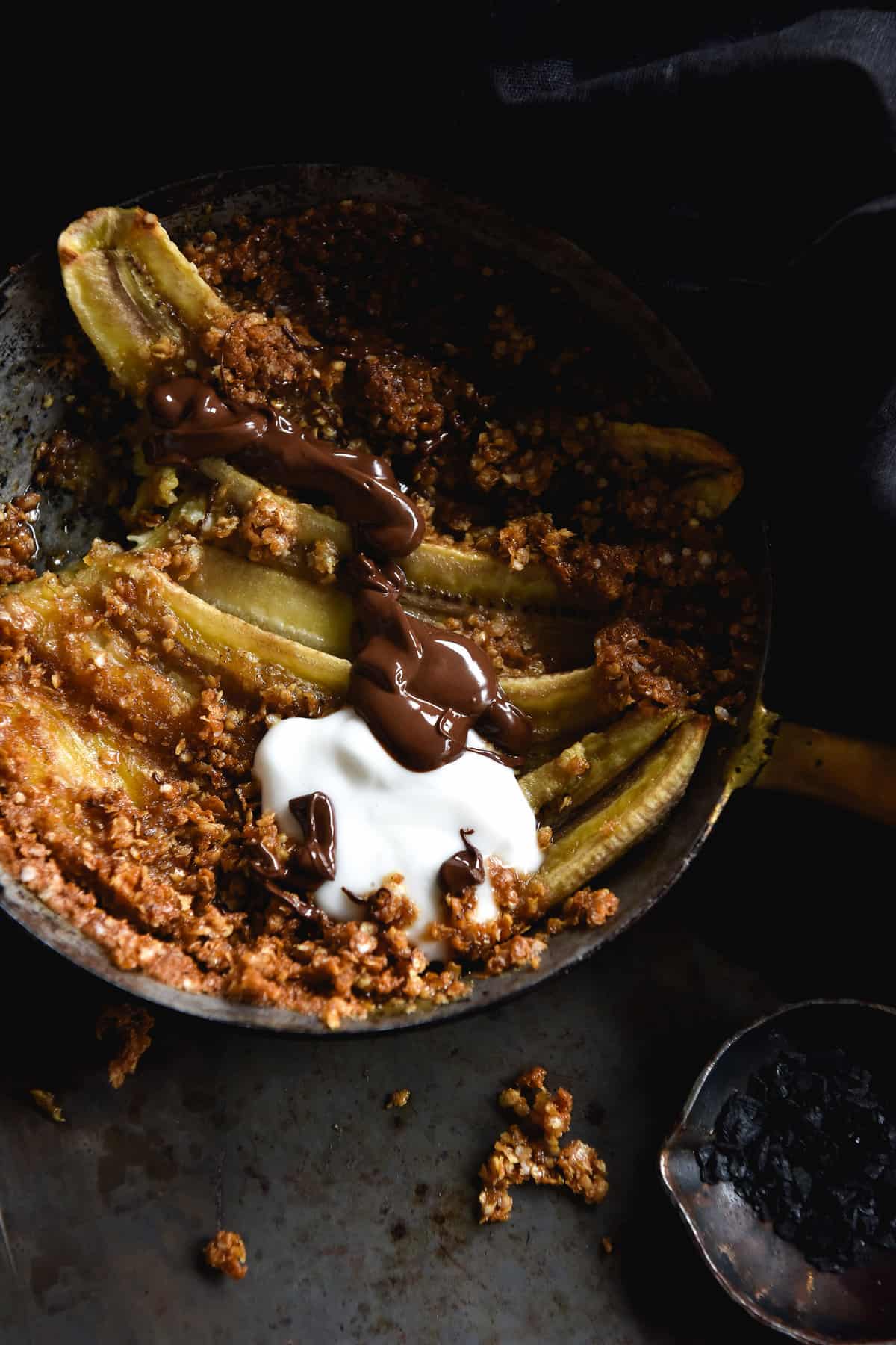 Gluten free roasted banana and quinoa flake crumble - George Eats
