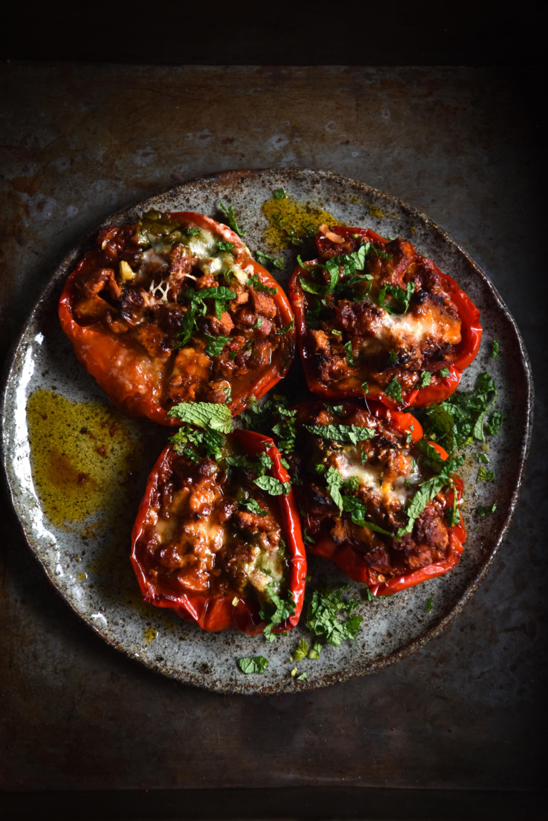 Vegetarian mince stuffed capsicums - George Eats