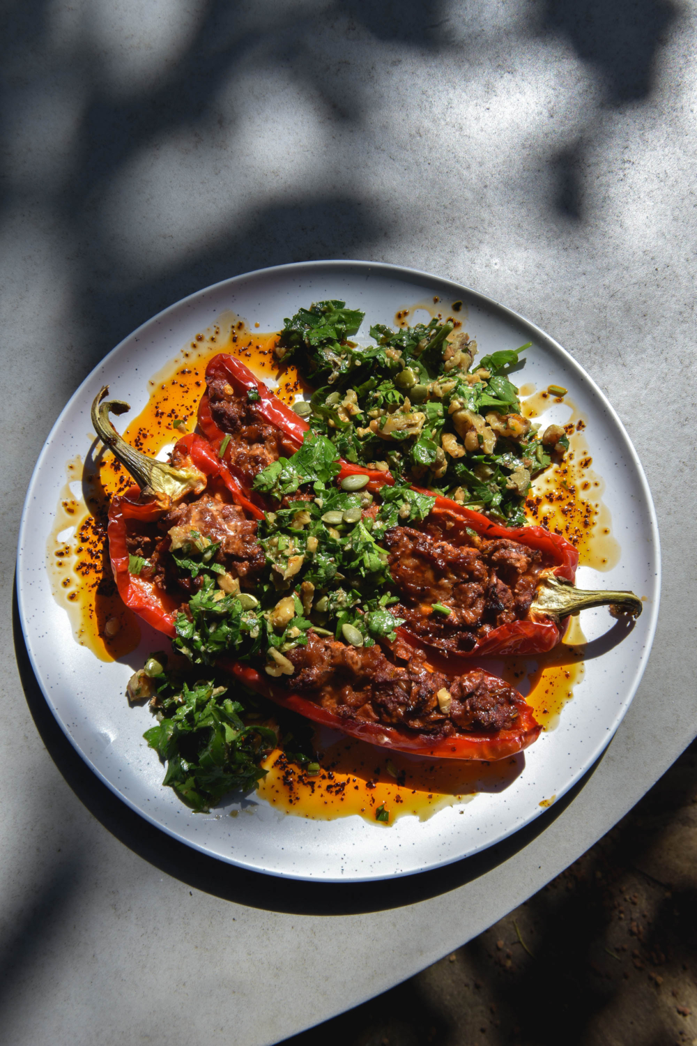 Vegetarian mince stuffed capsicums - George Eats