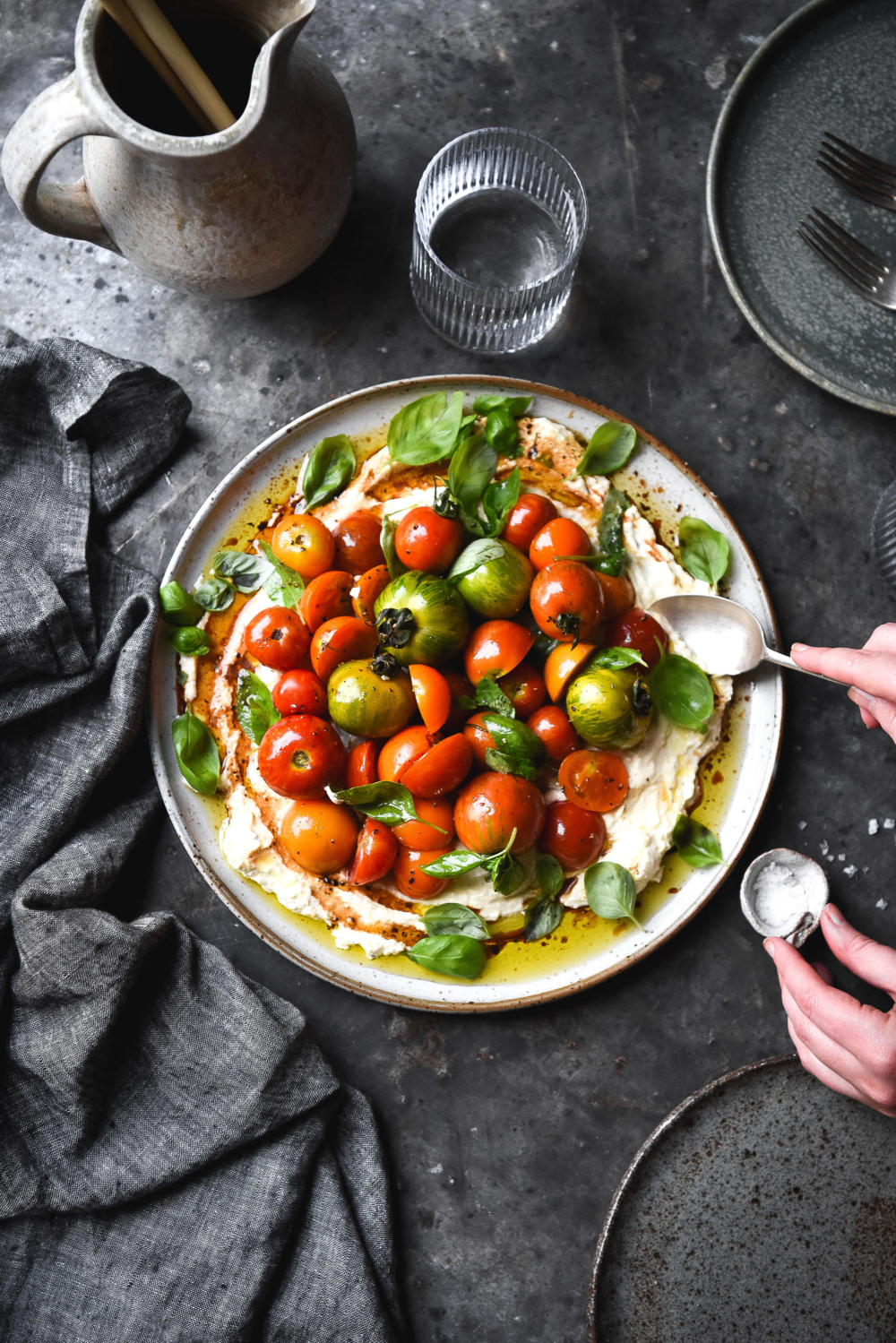 Lactose free lemon ricotta with summer tomatoes and basil - George Eats