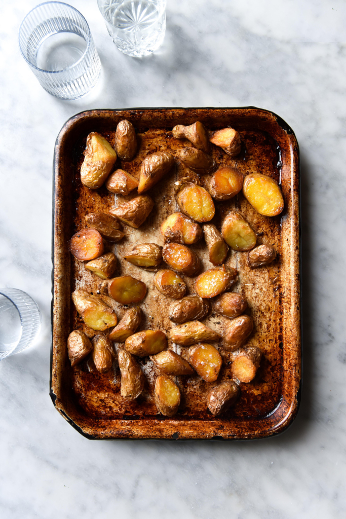 Crispy Kipfler potatoes - George Eats