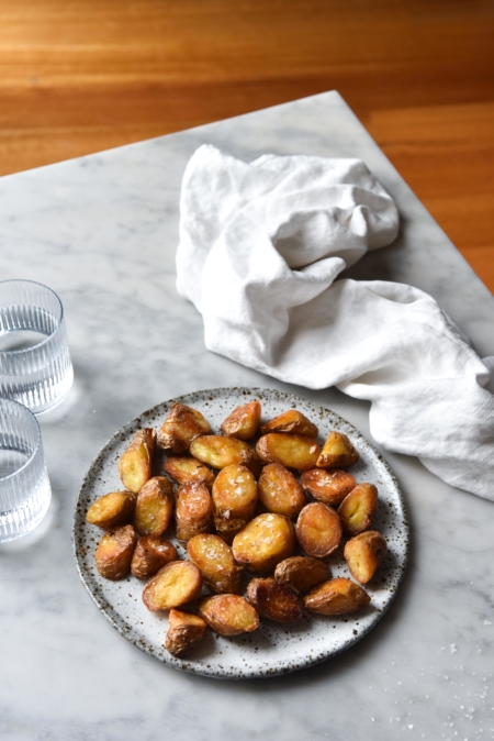 Crispy Kipfler potatoes - George Eats