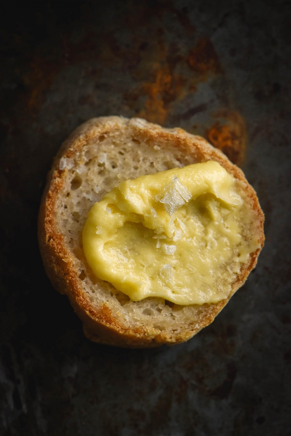 Whipped garlic infused ghee on fresh baguette (FODMAP friendly, gluten ...